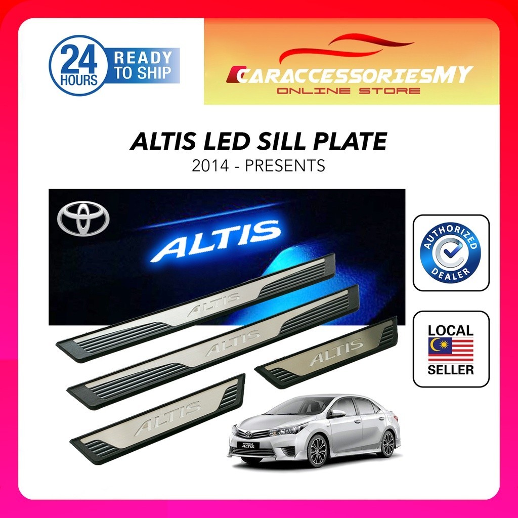 Toyota altis 2014 led side sill plate door step stainless steels blue ...