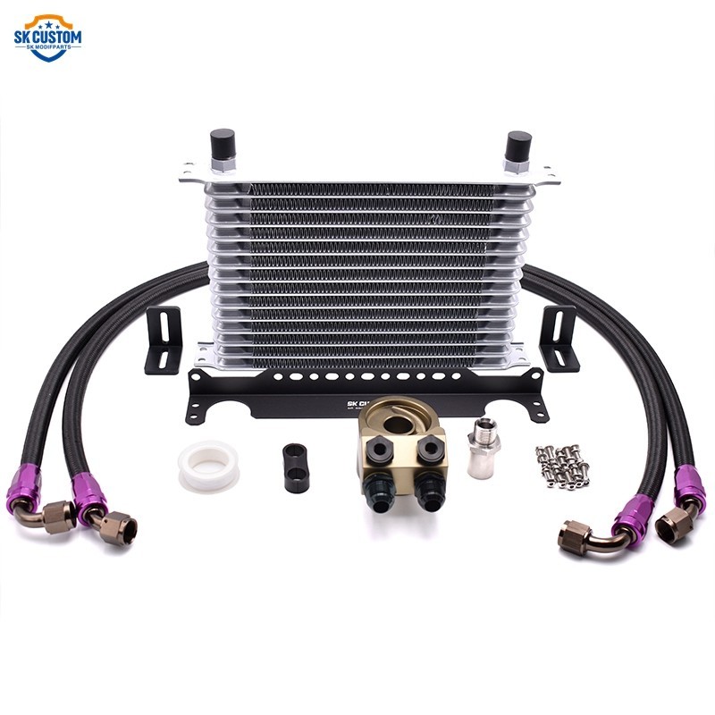 AN8 Oil Cooler Kit With 45 Degree Sandwich Plate 15 Row Engine Oil ... AN8 Oil Cooler Kit With 45 Degree Sandwich Plate 15 Row Engine Oil ...