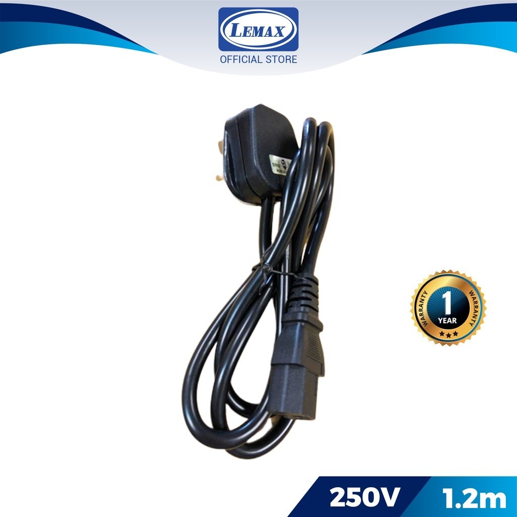 LEMAX 10A Power Kettle Cord Cable 3 Pin [SIRIM Plug Top] C15 Connector ...