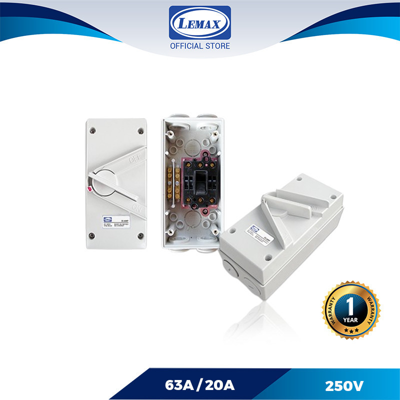 LEMAX 3 Pole Weatherproof Isolator Switch 20A 63A 250V IP56 Outdoor ...