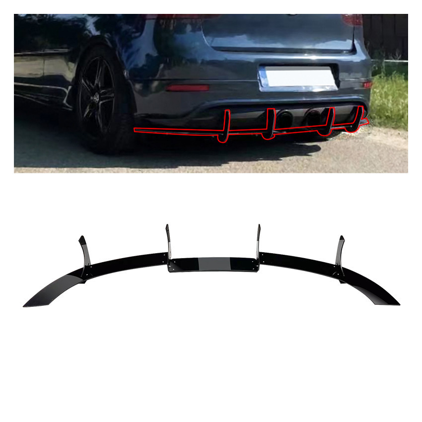 AMP-Z Golf Mk5 Rear Diffuser Splitter Gloss Black Plastic Material Auto ...