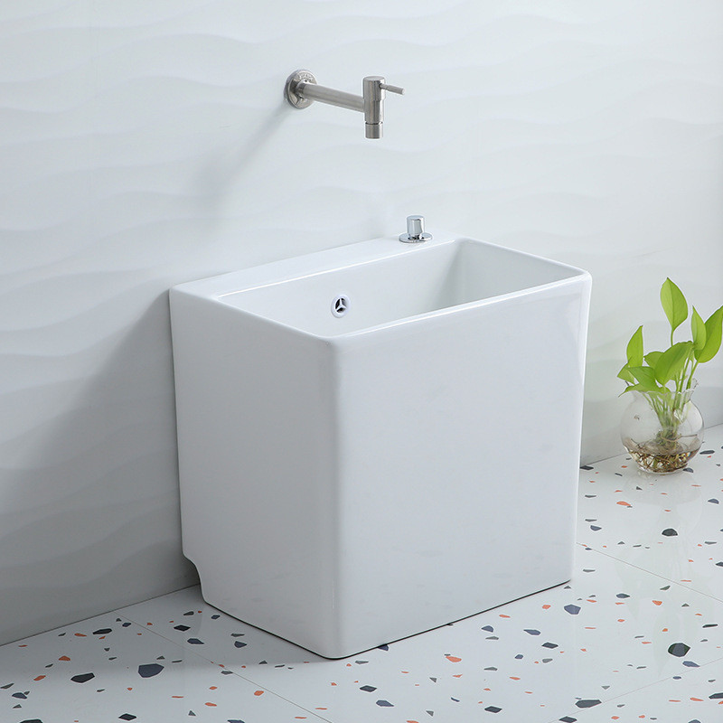 ST-⛵Ceramic Mop Pool Balcony Mop Pool Large Square Long Mop Washing ...