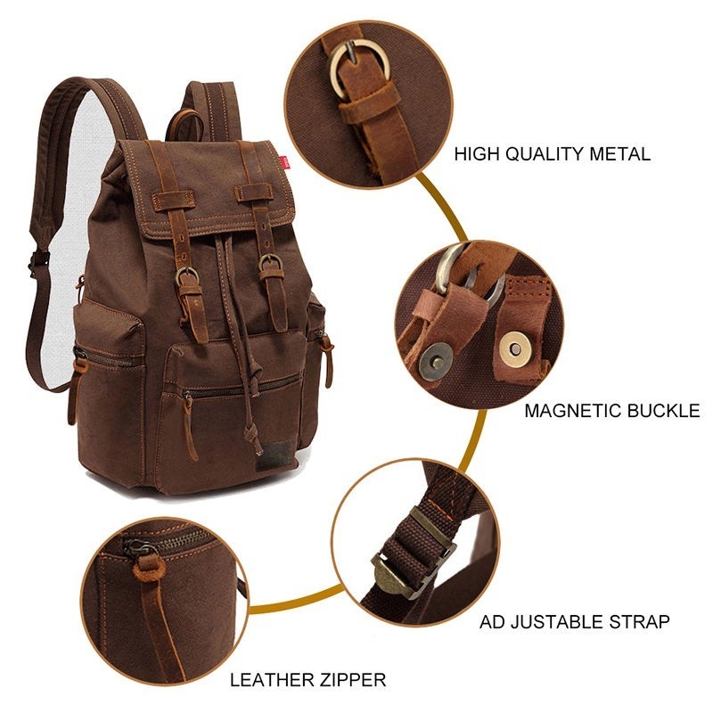 AUGUR New fashion men's backpack vintage canvas backpack school bag men ...
