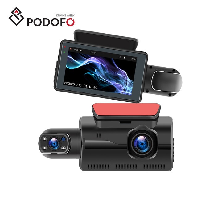 Podofo 3.0" Dash Cam Car Driving Recorder Front & Interior Dual Lens ...