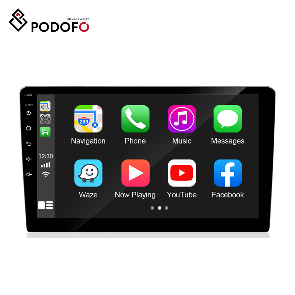 Podofo 2 Din 9'' Car Radio Carplay Autoestereo 2.5D Full Touch Screen ...