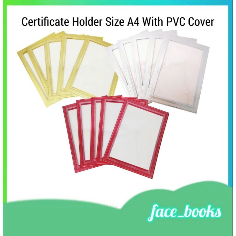 Sijil Certificate File Holder A4 Size With PVC Cover | Gold/Silver/Red ...