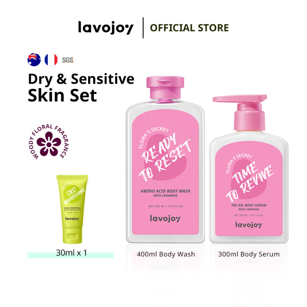 [Bundle] lavojoy Flora's Secret Body Wash 400ml + Body Serum 300ml ...