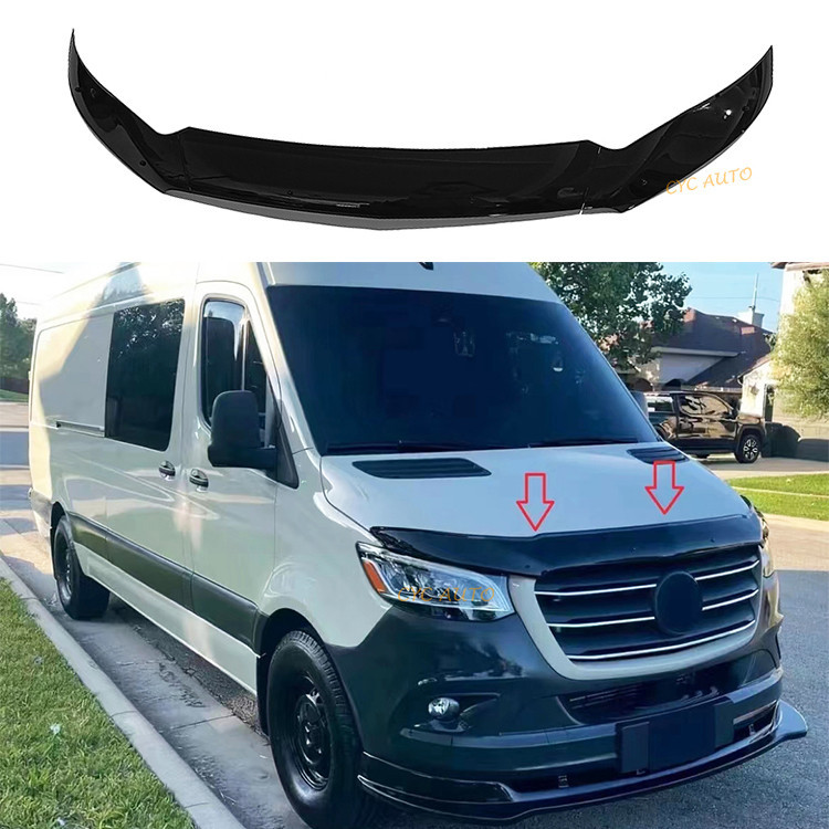 Front hood Accessories For Mercedes Sprinter W907 MPV 2018 2019 2020 2021 Gloss BLACK BONNET ...