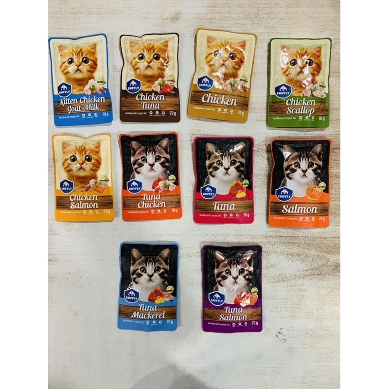 Sniffly Cat Pouch Real Meat with Complete Diet 70g / Makanan Basah ...