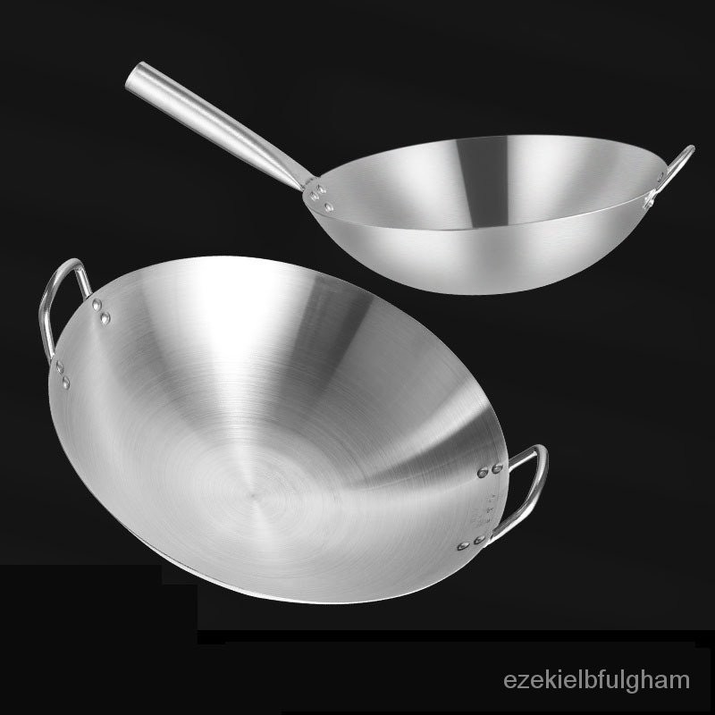 HY-6/Extra Thick Stainless Steel Wok Chef22-80cmKitchen Binaural ...