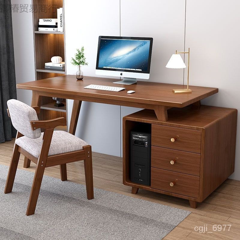 HY-6/Solid Wood Desk Bookcase Integrated Simple Desktop Computer Desk ...