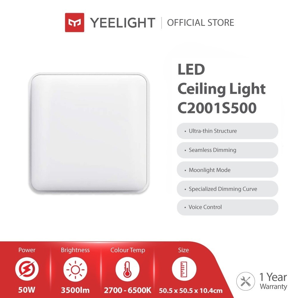 Yeelight LED Ceiling Light C2001S500 | Adjustable Color Temperature | WiFi Connection App ...
