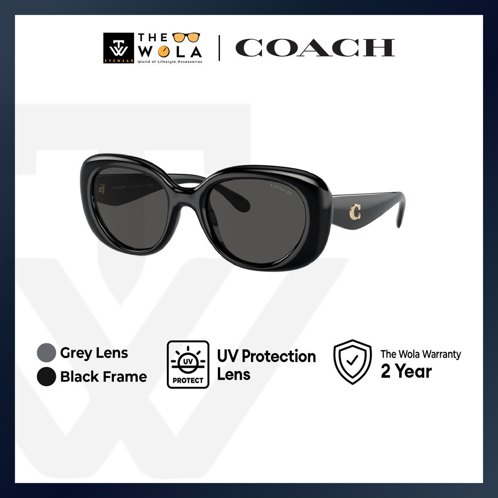 Coach Women's Oval Frame Black Injected Sunglasses - HC8391U | Shopee ...