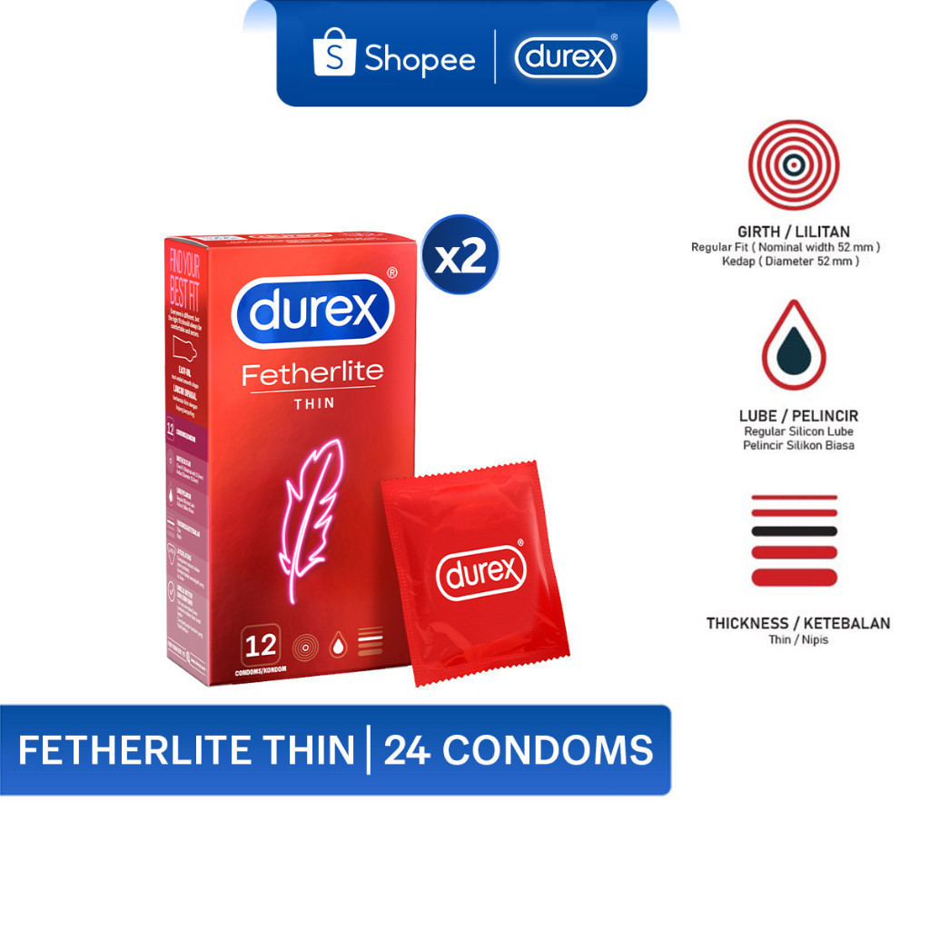 Durex Fetherlite Condoms (12's x 2 Boxes) | Shopee Malaysia