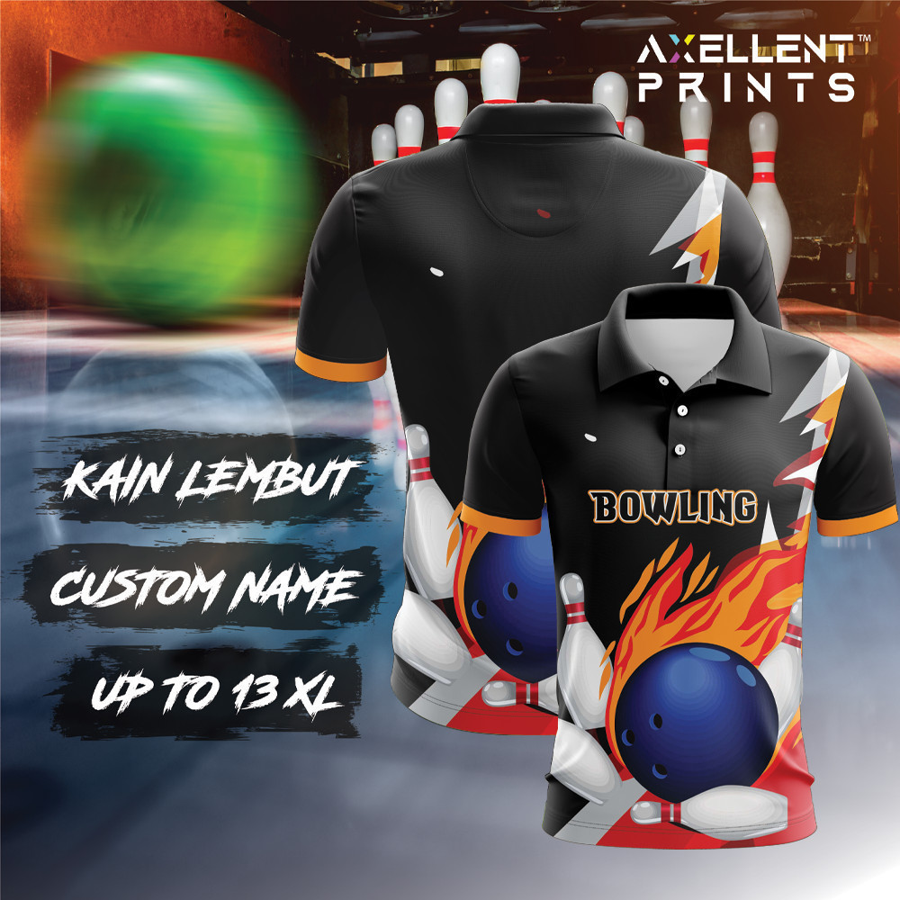 Axellent Prints Flaming Strike Bowlers Baju Bowling Jersey Custom Name ...