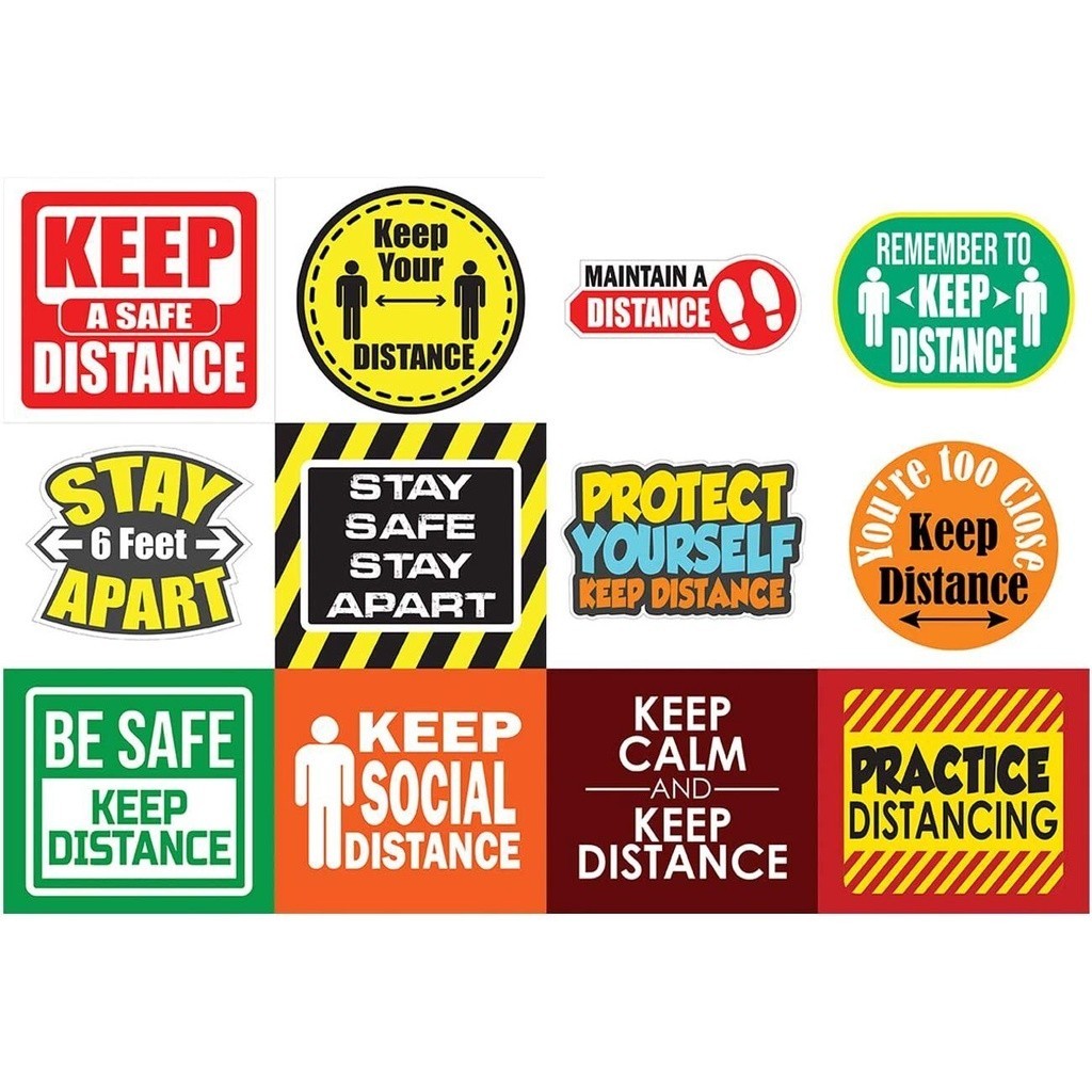 Keep Your Distance Stickers (12 designs x 1pc each) 1Set-2Sheet ...