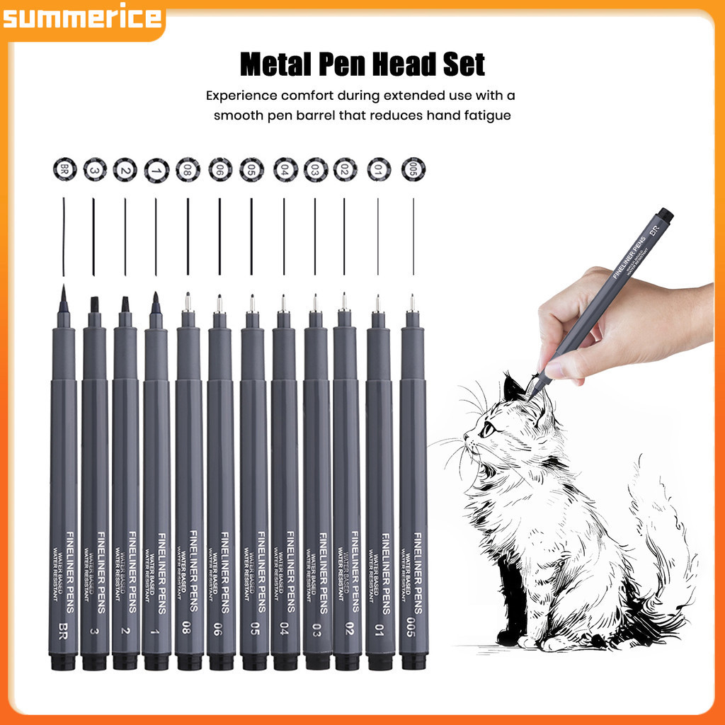 OPPO Water-resistant Ink Pens Precision Line Drawing Set 12pcs Water ...