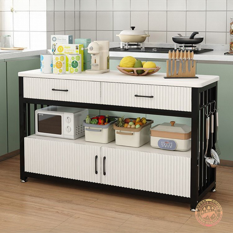 Kitchen island cabinet multi-layer rack kitchen cutting table microwave ...