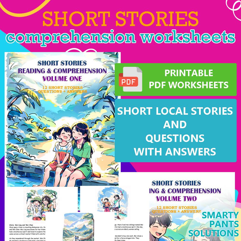 🏅 English Reading & Comprehension Worksheets Printable PDF P1 P2 Short ...