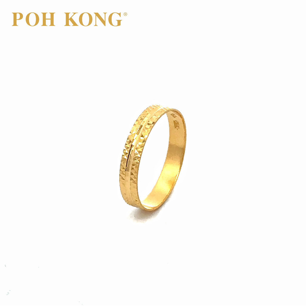 POH KONG 916/22K Gold Wedder Grain Ring | Shopee Malaysia