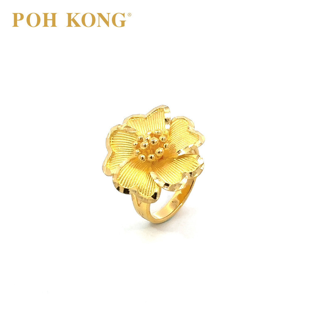 POH KONG 916/22K Gold Anggun Gold Border Bunga Raya Ring | Shopee Malaysia