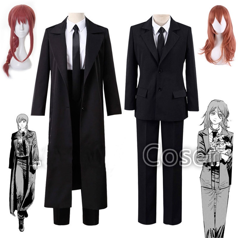 Anime Chainsaw Man Makima Angel Devil Cosplay Costume Wig Black Suit ...