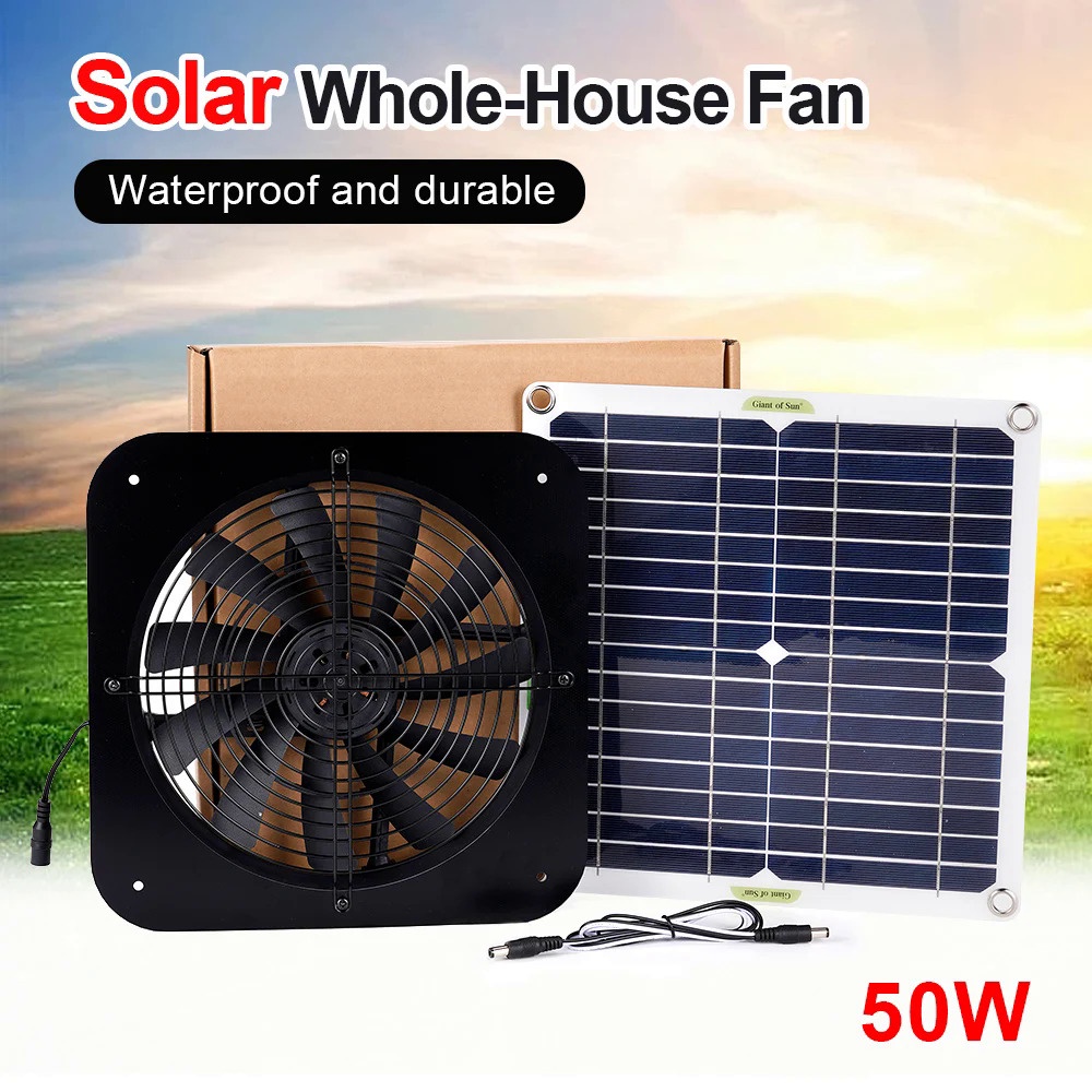 10.5" DC12V Solar Panel Powered Fan Waterproof Exhaust Fan For RV Car ...