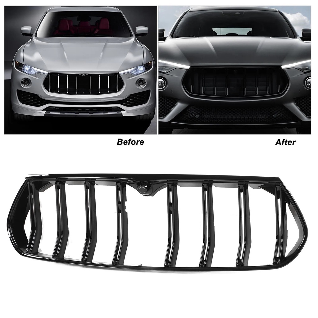 Front Bumper Center Hood Grill Glossy Black Radiator Mesh Grille Front ...
