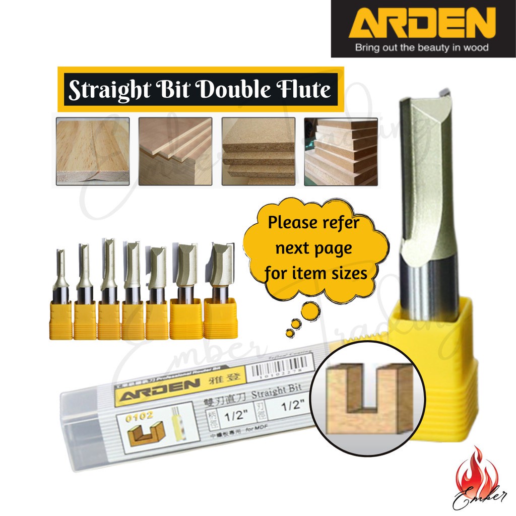 ARDEN Taiwan Router Bits Slotted Knife Metric Straight Bit Double Flute ...