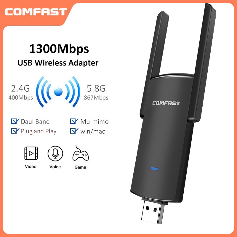Comfast 1300Mbps Wifi Adapter 5GHZ USB3.0 Dual-Band Wifi Network ...