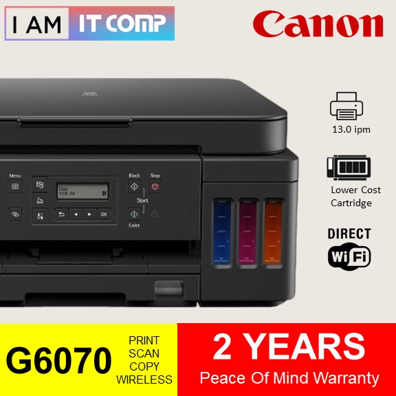 Canon PIXMA G6070 Wireless Refillable Ink Tank Wireless All-In-One for ...