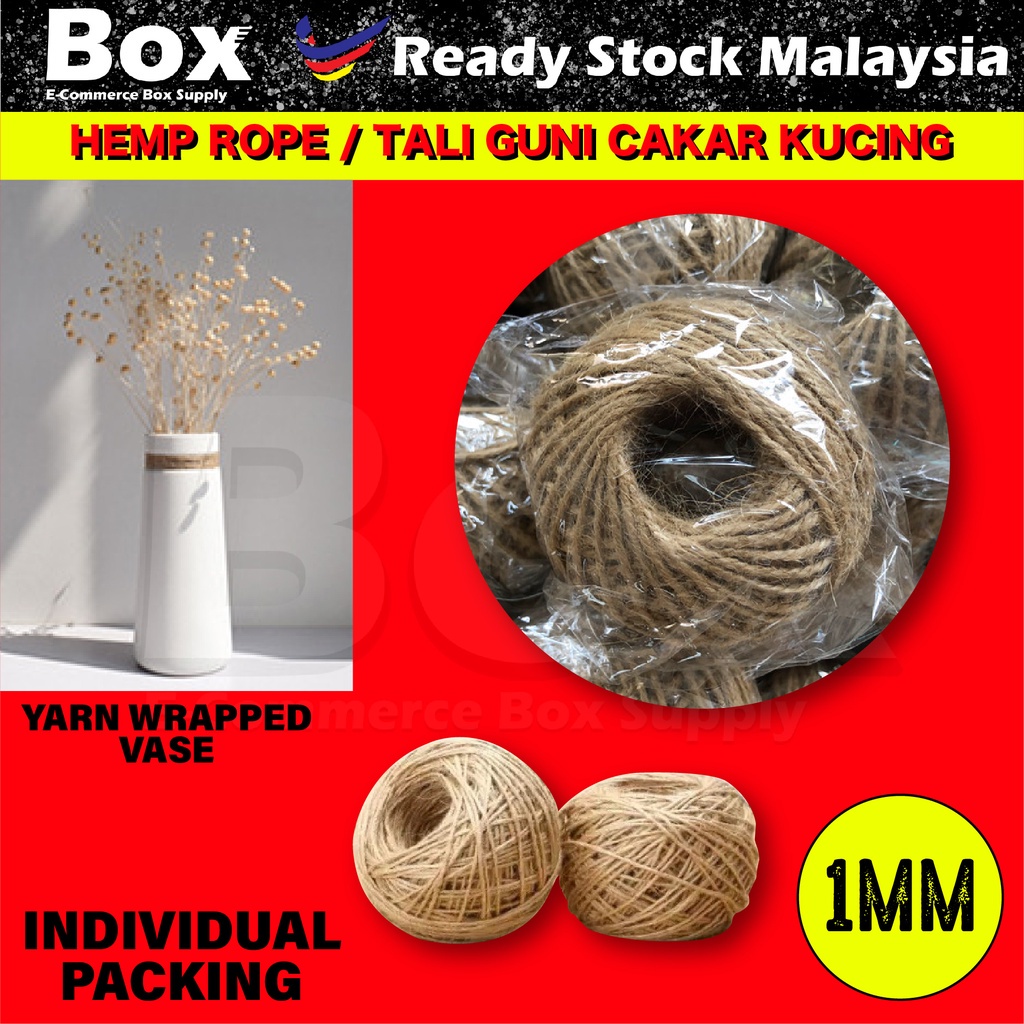 Hemp Rope 1/2/5/6/8/10/12/20mm Tali Guni Cakar Kucing Brown Jute Rope ...