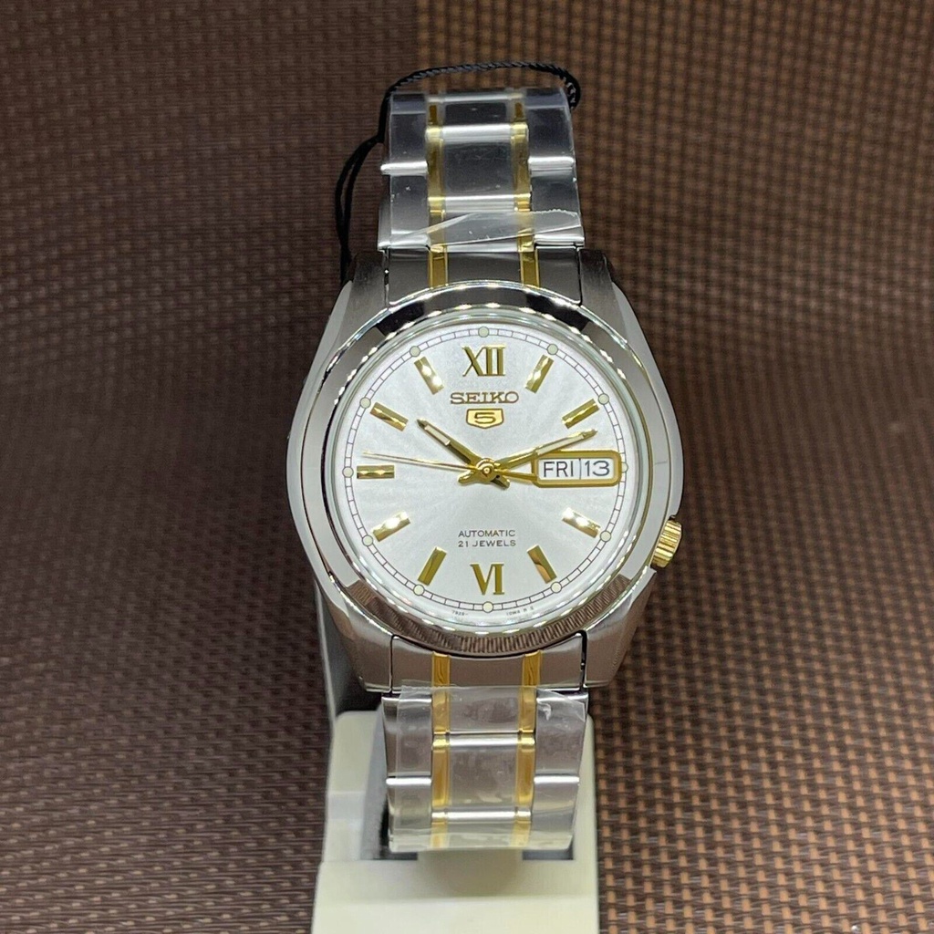Seiko 5 SNKL57K1 Two Tone Stainless Steel White Analog Automatic Men's ...