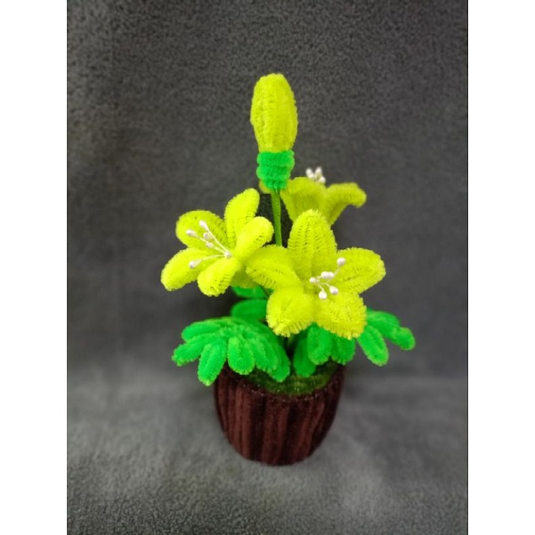 Bunga kawat bulu 💐 chenille stem 💞handmade flower Mini pot 💕 | Shopee ...
