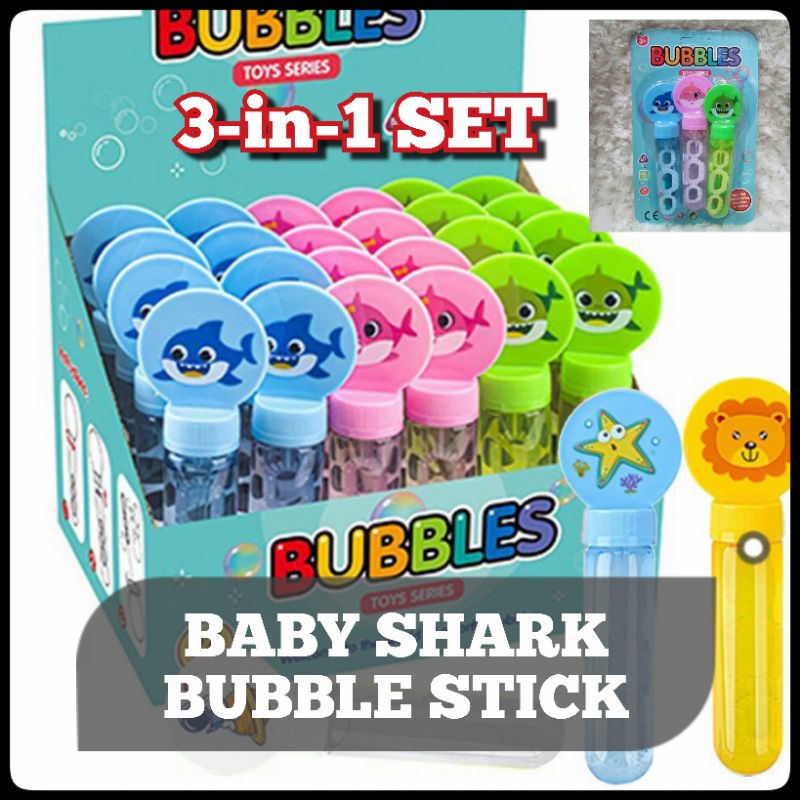 🔥 3-in-1 Baby Shark Bubble Sticks Set Shark Family Bubble Tubes Bubble ...