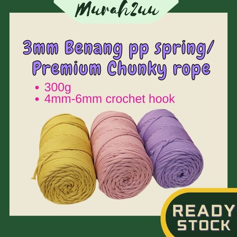 Benang PP spring 3mm 300g/ Benang Kait Beg 300g 3mm /yarn/premiumyarn ...