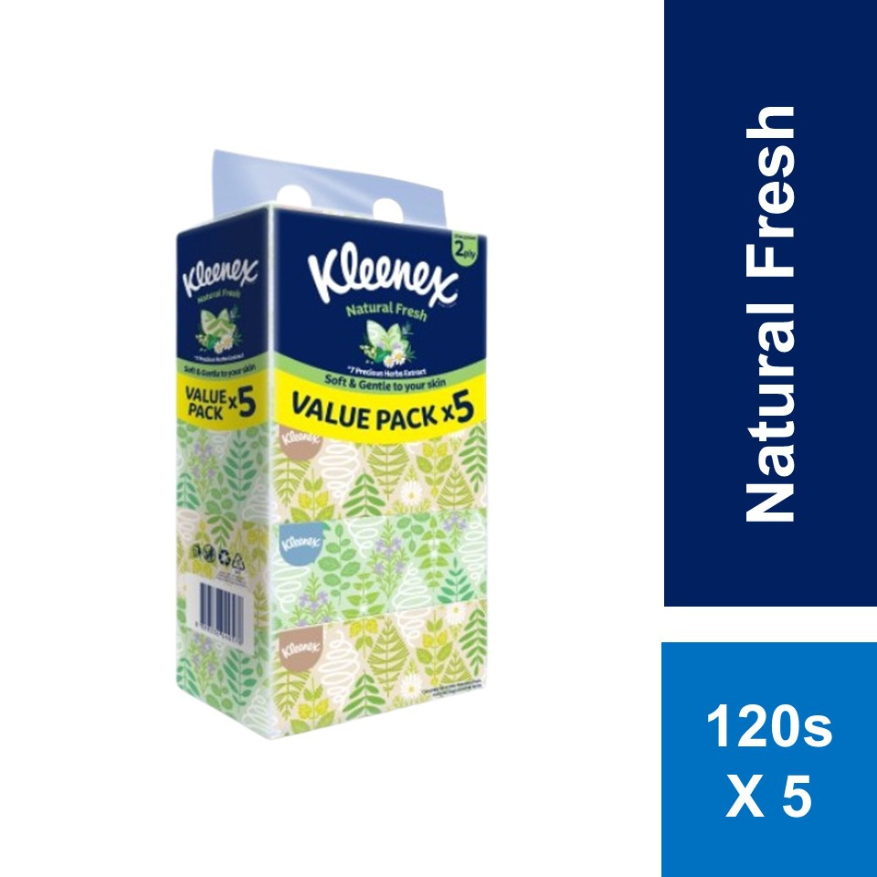 Kleenex Facial Tissue Box Natural Fresh - 2 PLY (120's x 5 boxes ...