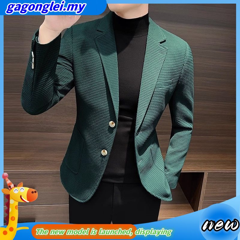 Waffle Blazer Mens High-End Sense Business Casual Slim-fit Ruffian ...