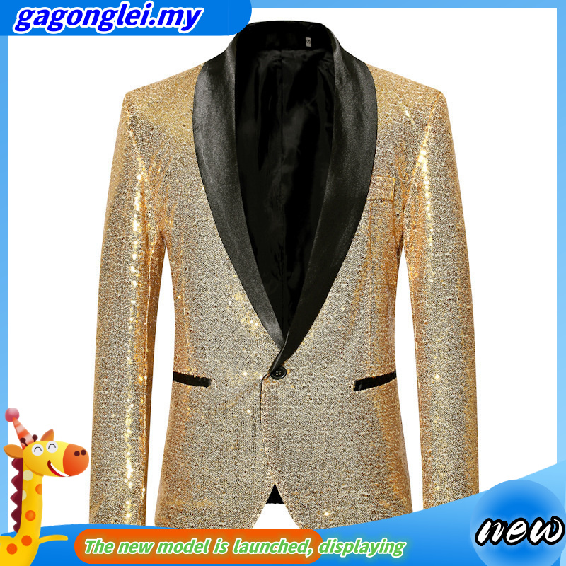 KIMI-Men/Mens Gentleman Club Party Blazer Sequin Glitter Jacket Bling ...