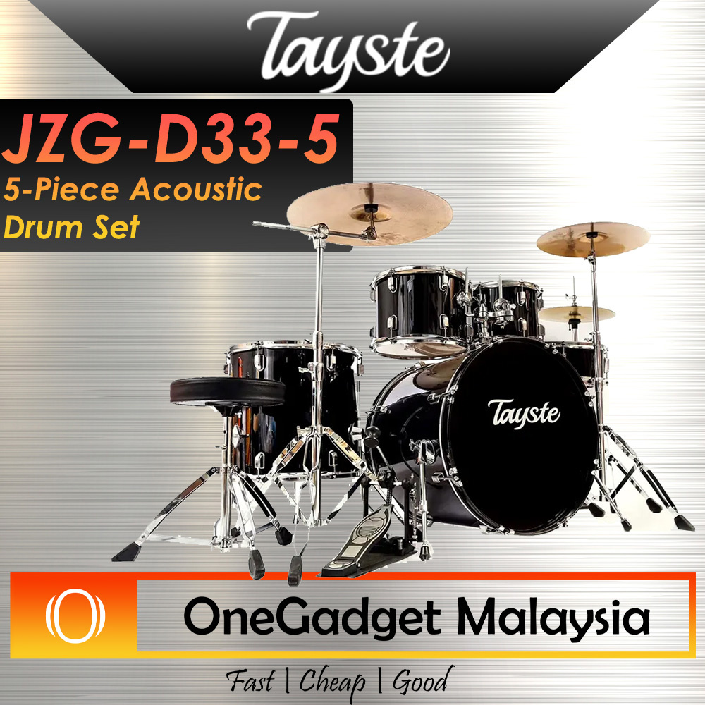 Tayste Full Size Adult 5-Piece Acoustic Drum Set with Cymbals Stands ...