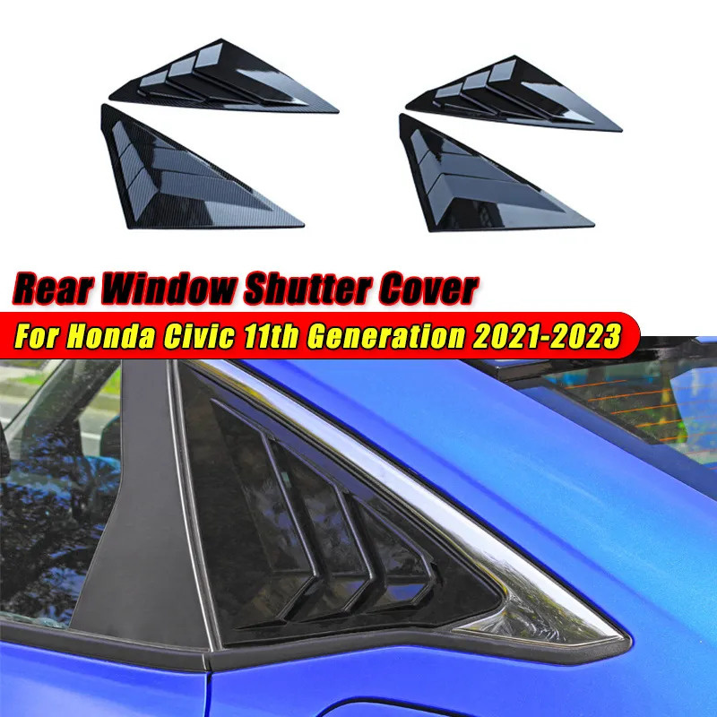 For Honda Civic 11th Generation Rear Window Shutter Cover Sticker Side Window Vent Louver ABS ...