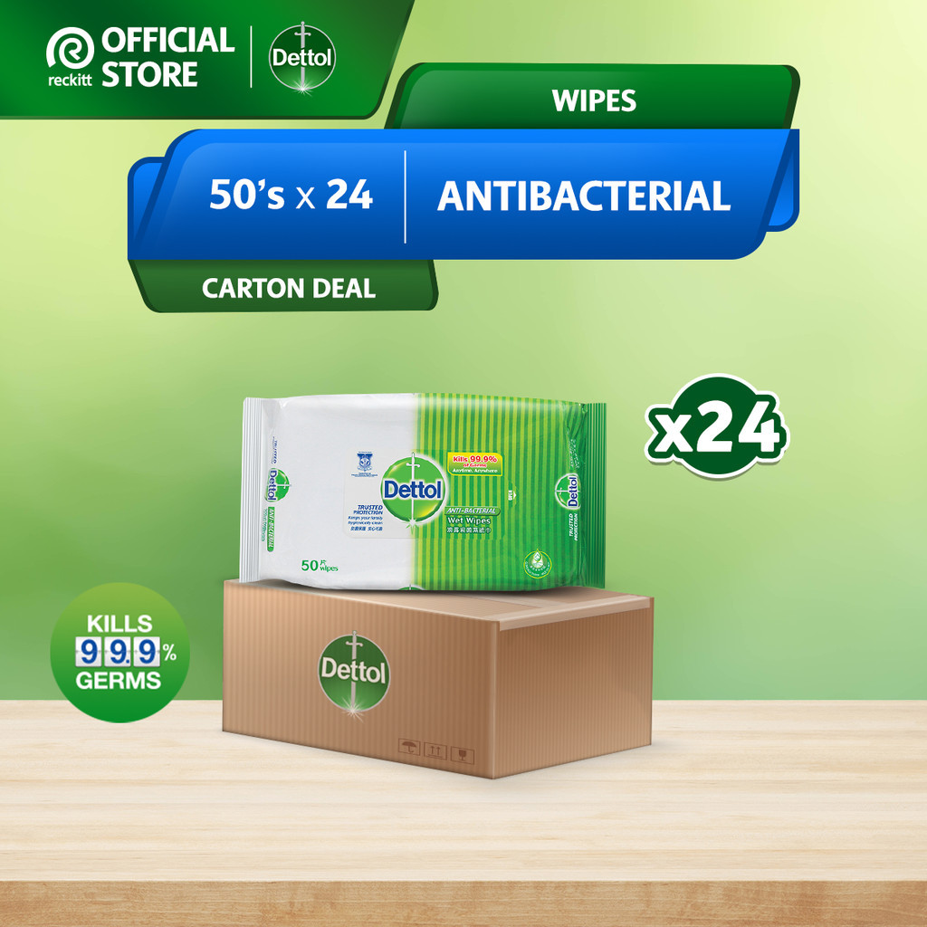 (Carton Deal) Dettol Antibacterial Wet Wipes/Wet Tissue 50s x24 ...