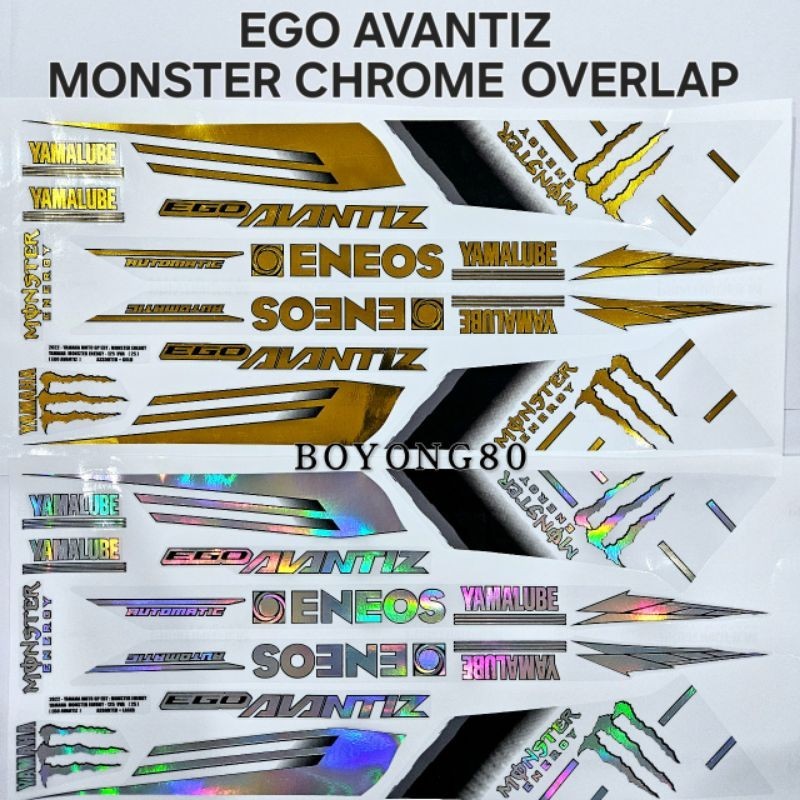 YAMAHA EGO AVANTIZ MONSTER BODY STICKER CHROME OVERLAP 3D ( READY STOCK ...