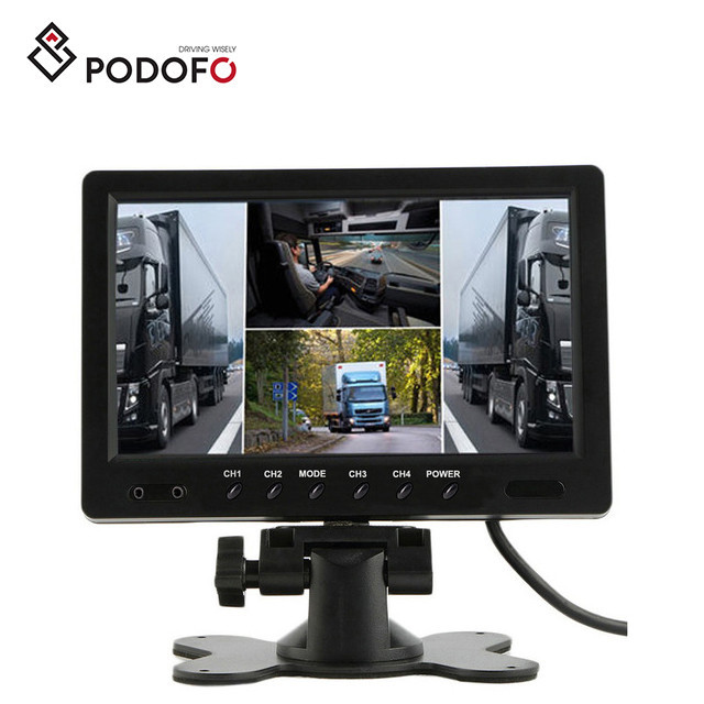 Podofo 9" TFT LCD Split Screen Quad Monitor CCTV Security Surveillance ...