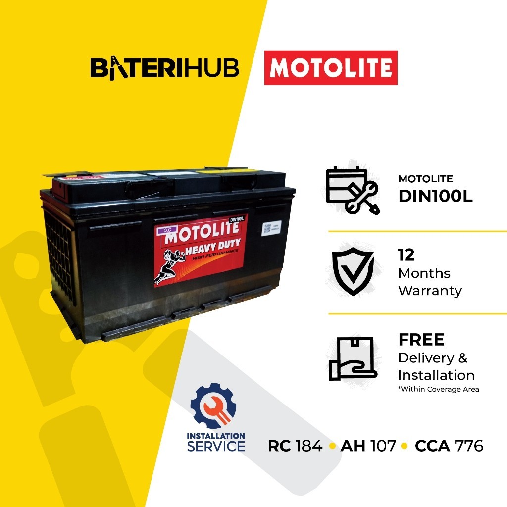 [Installation Provided] DIN100L | Motolite Heavy Duty MF | Car Battery Mercedes BMW DIN100 ...