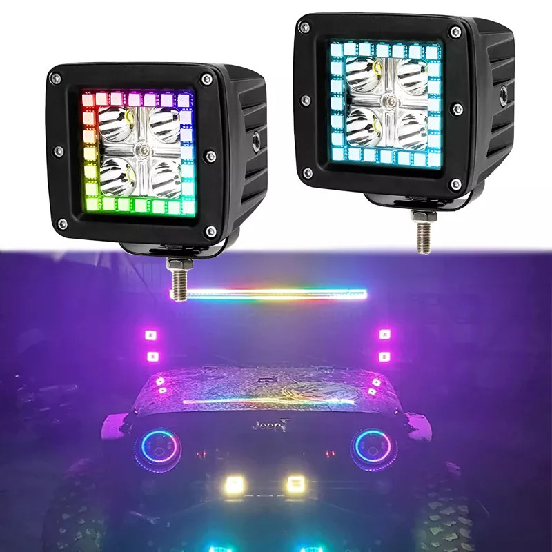 Oem New Arrive Multi Color Chasing Offroad Light Pods Rgb Pod Cube Halo ...