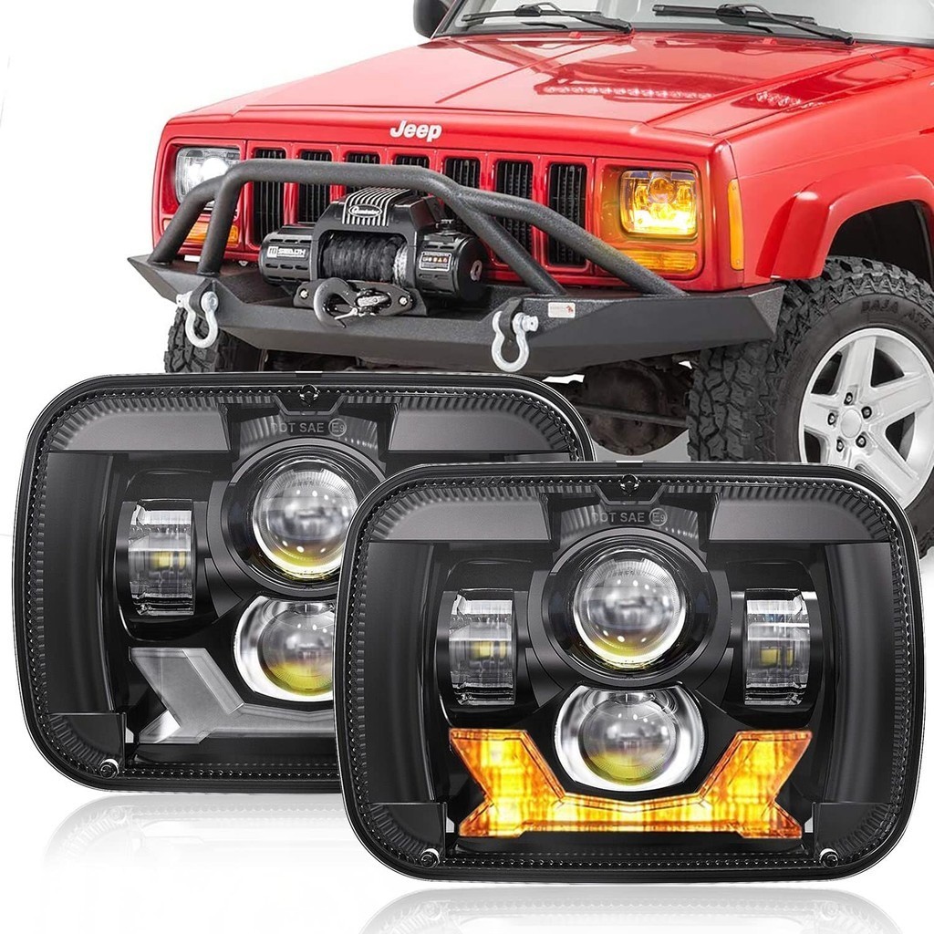 High Low Beam Car Projector Headlight Square DRL 5x7 Led Headlight for ...