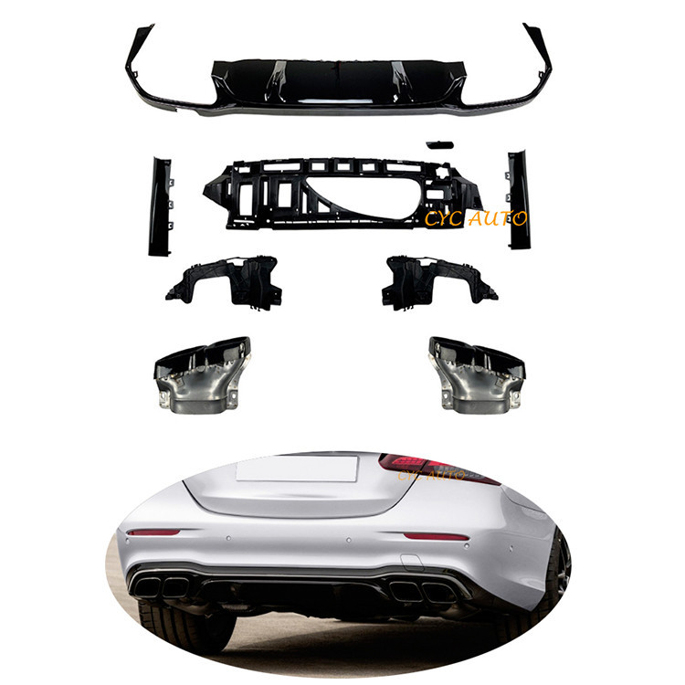 E63S AMG look rear bumper lip rear diffuser with tips for Mercedes Benz ...