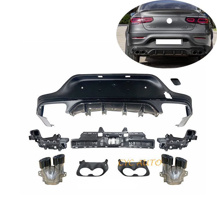 GLC43 X253 LCI rear diffuser with exhaust tips for Mercedes Benz GLC ...