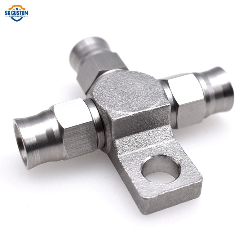 3 Way Stainless Steel 3AN Tee Brake Line Hose Splits Adapter Fitting ...